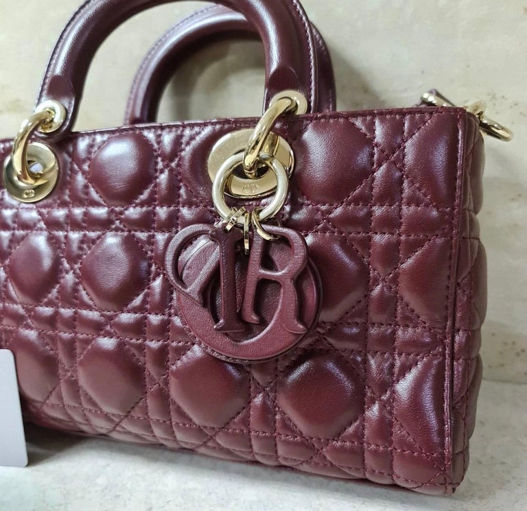 Christian Dior Lady Dior 2016 Burgundy Rectangular Leather Bag at ...
