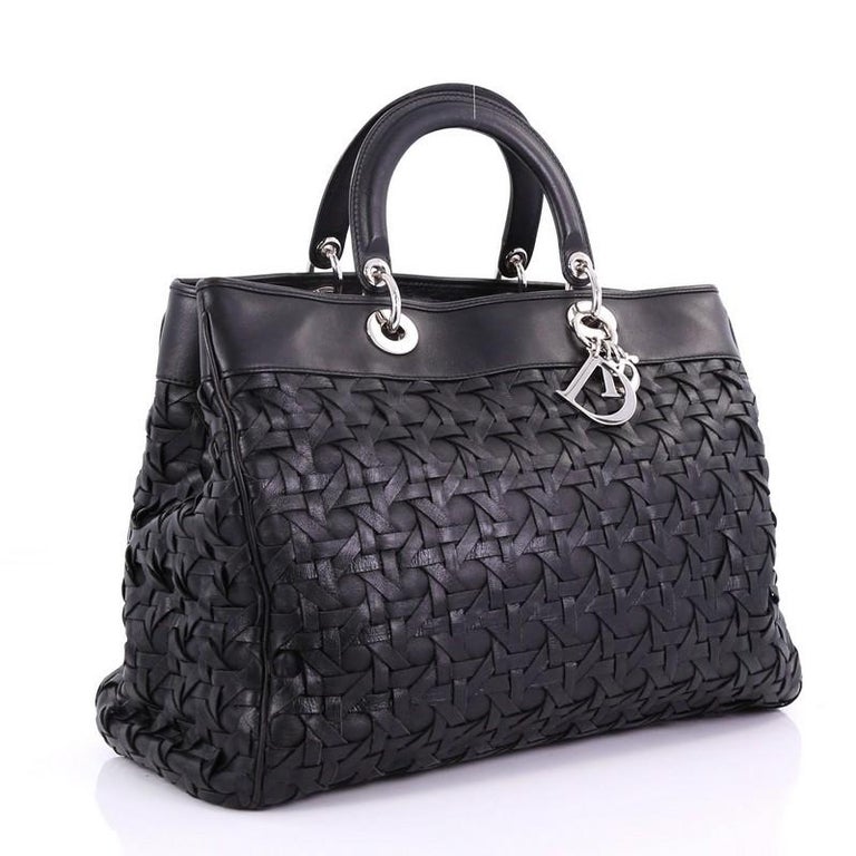 Christian Dior Lady Dior Avenue Handbag Woven Leather Large at 1stDibs