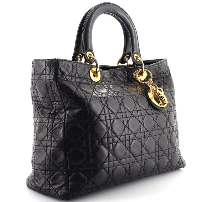 Christian Dior Lady Dior Bag Cannage Quilt Lambskin Large For Sale at ...