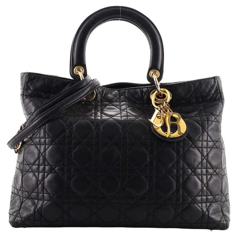 Christian Dior Lady Dior Bag Cannage Quilt Lambskin Large For Sale at ...