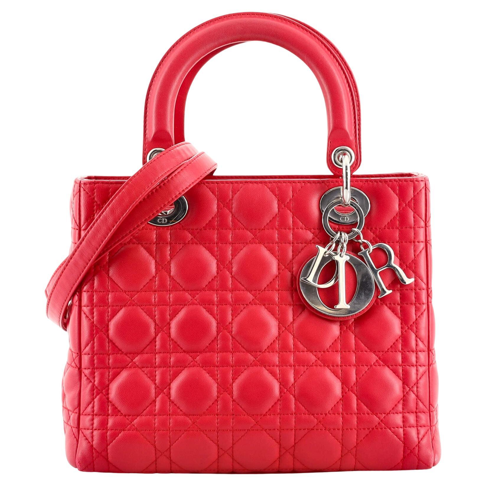 Iconic Mini Lady Dior Ravishing Red Silk Satin Evening Bag With ...