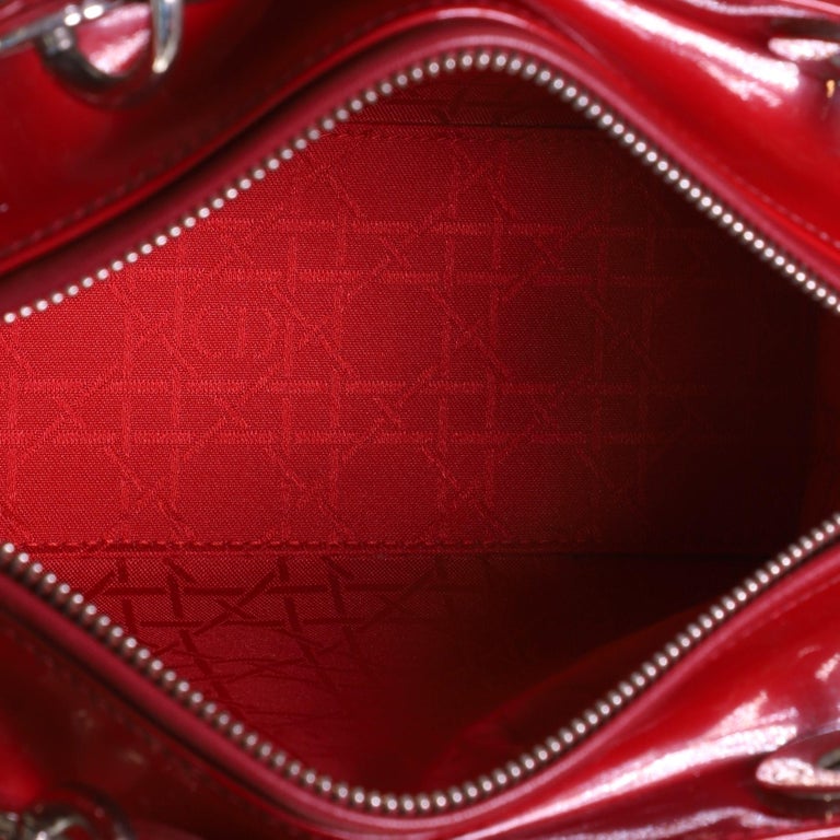 Christian Dior Lady Dior Bag Cannage Quilt Patent Medium at 1stDibs