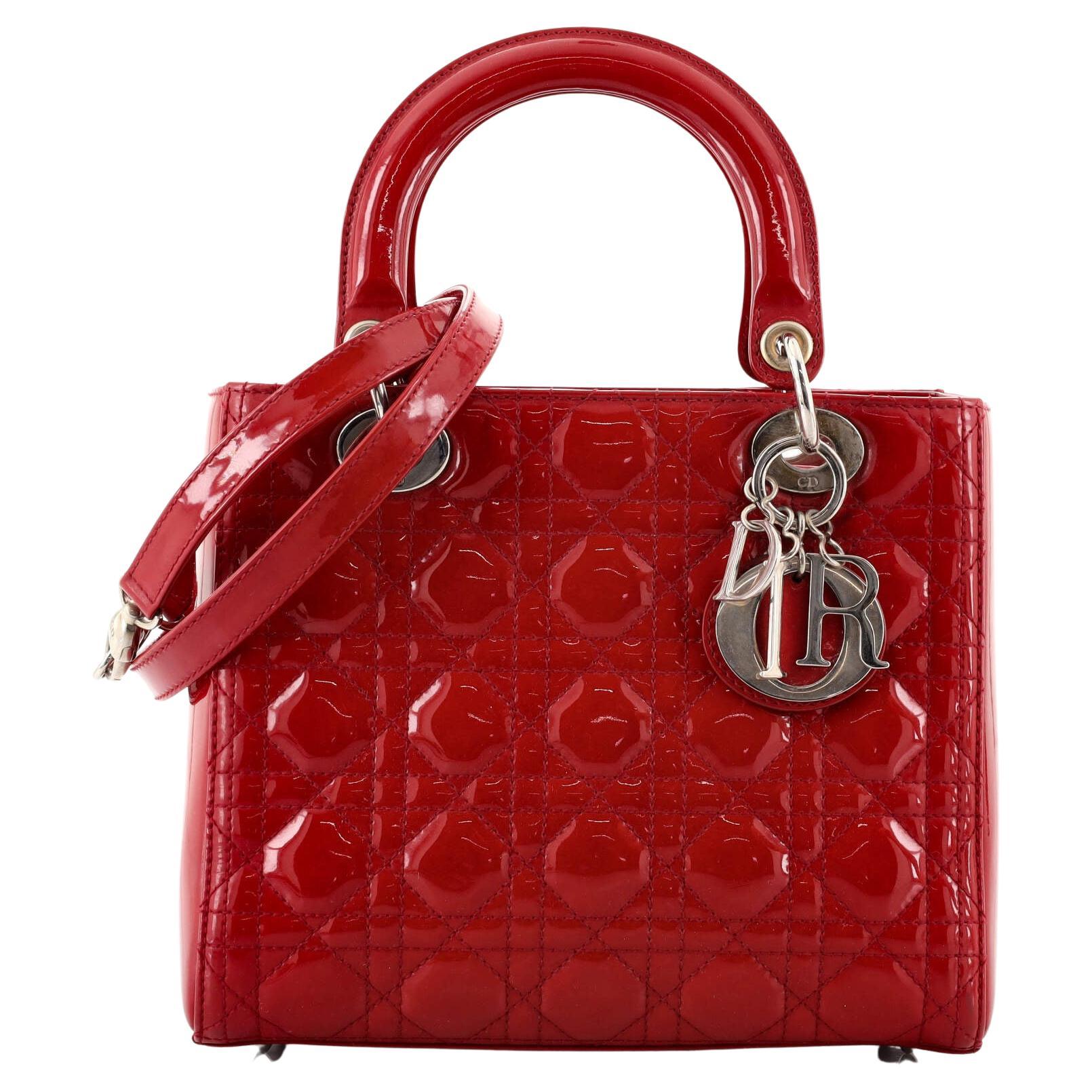 Iconic Mini Lady Dior Ravishing Red Silk Satin Evening Bag With ...