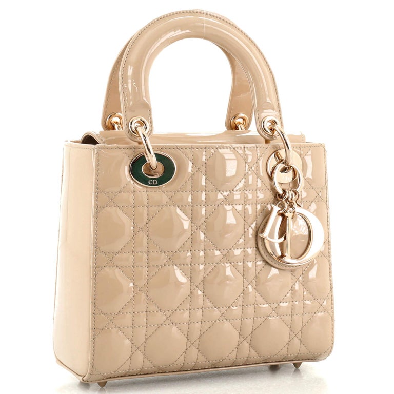 Christian Dior Lady Dior Bag Cannage Quilt Patent Small For Sale at 1stDibs