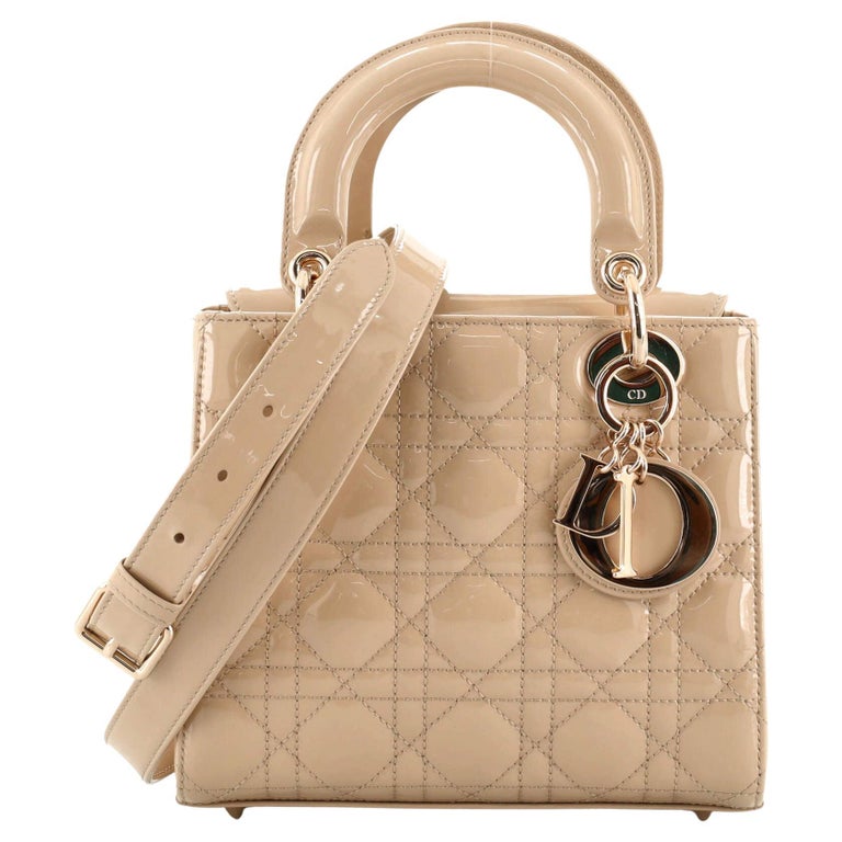 Christian Dior Lady Dior Bag Cannage Quilt Patent Small For Sale at 1stDibs