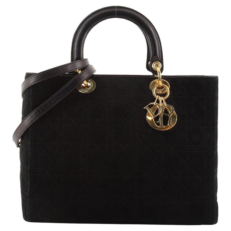 Christian Dior Lady Dior Bag Cannage Quilt Suede Large at 1stDibs