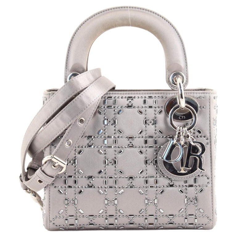 Christian Dior Lady Dior Bag Crystal Embellished Cannage Quilt Satin ...