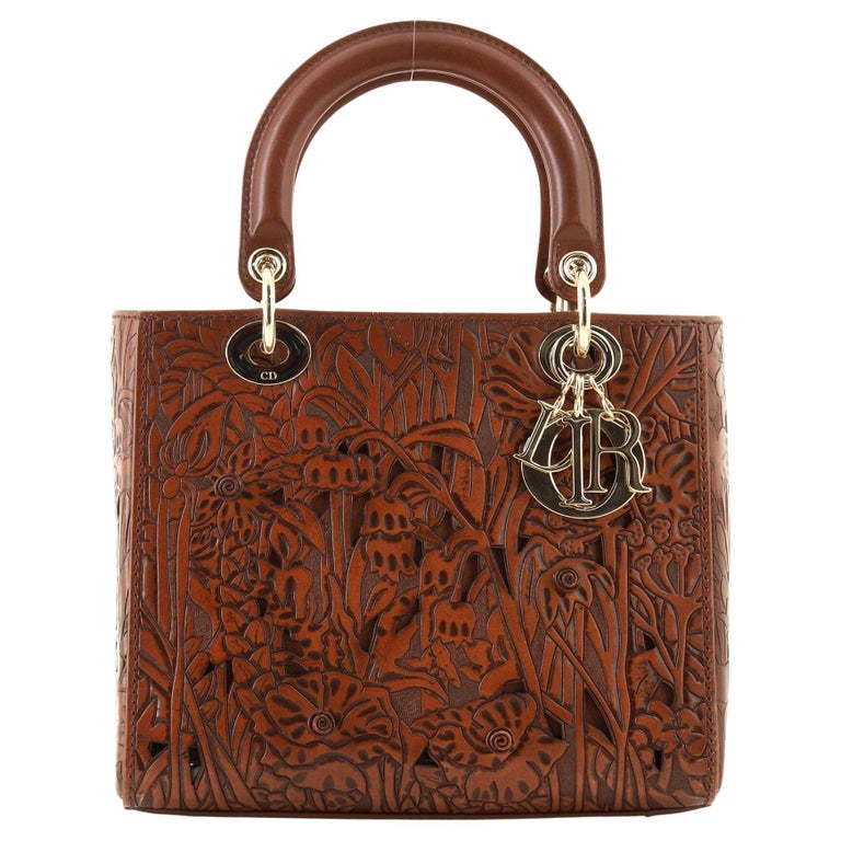 Christian Dior Lady Dior Bag Sculpted Laser Cut Leather Medium For Sale ...