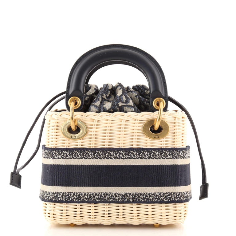 Christian Dior Lady Dior Bag Wicker and Oblique Canvas Mini at 1stDibs
