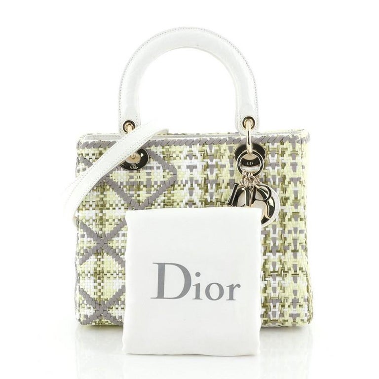 Christian Dior Lady Dior Bag Woven Raffia with Crocodile Medium at 1stDibs