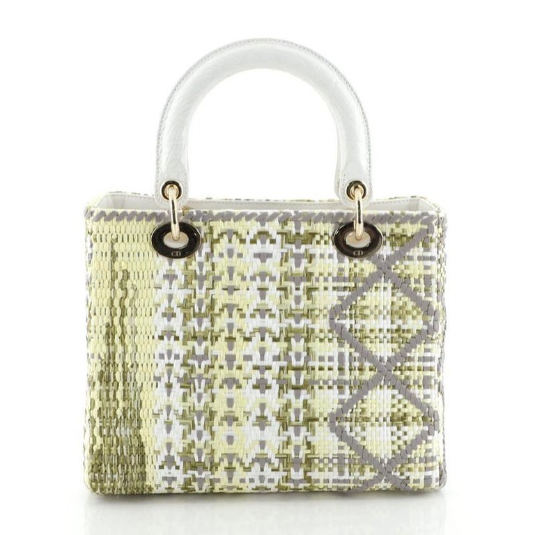 Christian Dior Lady Dior Bag Woven Raffia with Crocodile Medium at 1stDibs
