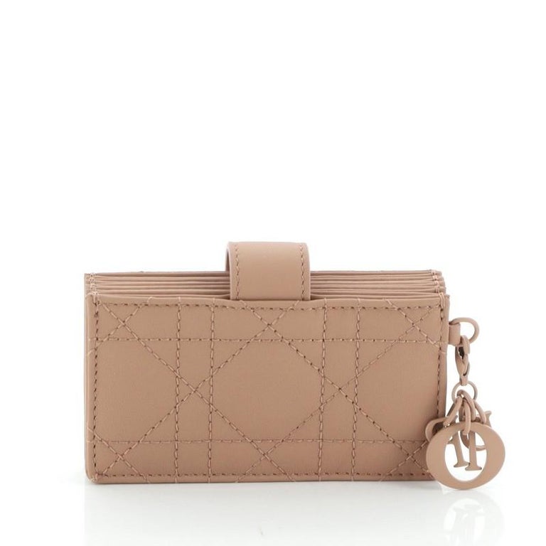 Christian Dior Lady Dior Card Holder Stitched Cannage Patent at 1stDibs