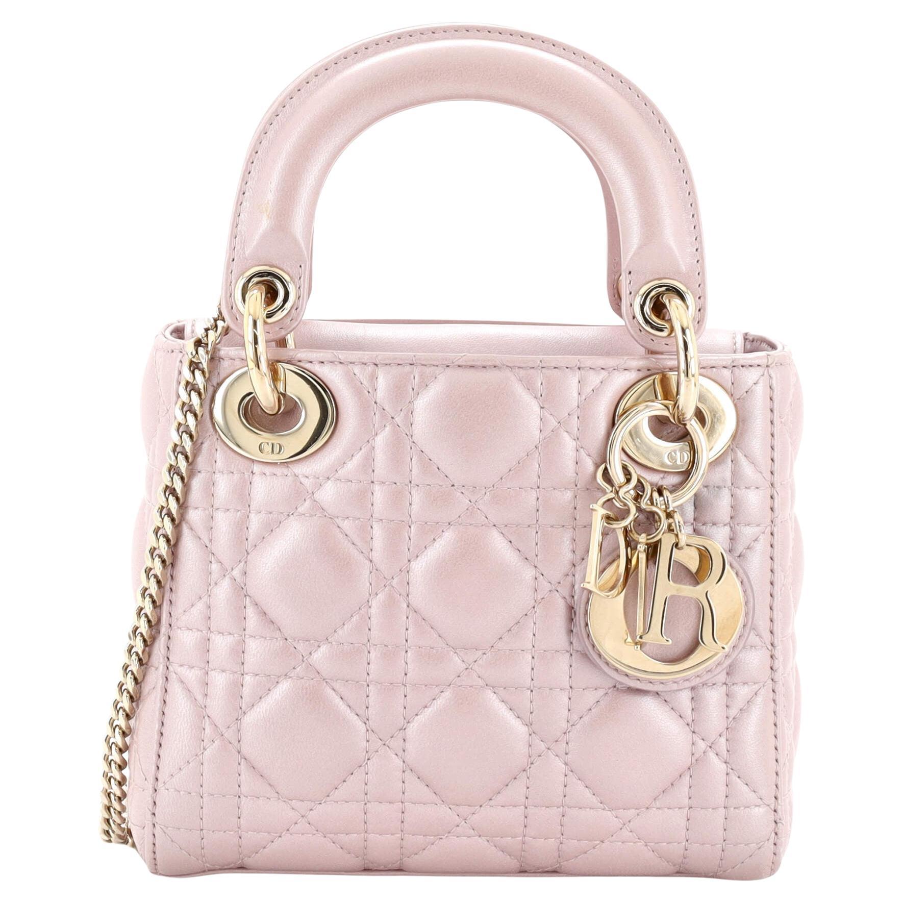 Christian Dior Lady Dior Chain Bag Cannage Quilt Lambskin Mini For Sale ...