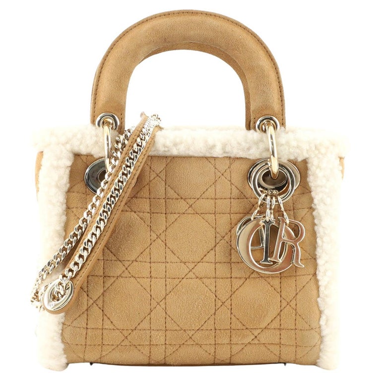 Christian Dior Lady Dior Chain Bag Cannage Quilt Shearling Mini For ...