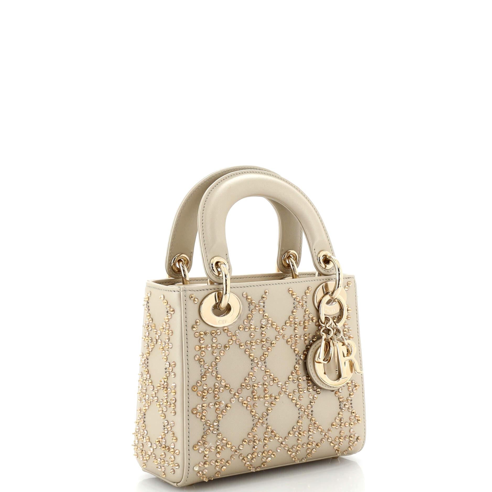 Christian Dior Lady Dior Chain Bag Crystal Embellished Cannage Quilt ...