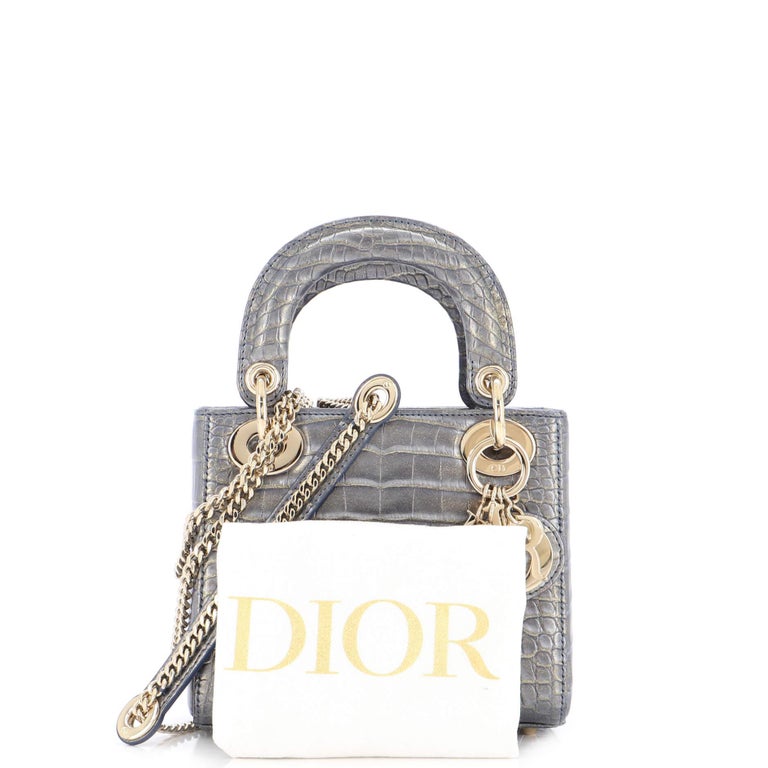 Christian Dior Lady Dior Chain Bag Metallic Alligator Mini For Sale at ...