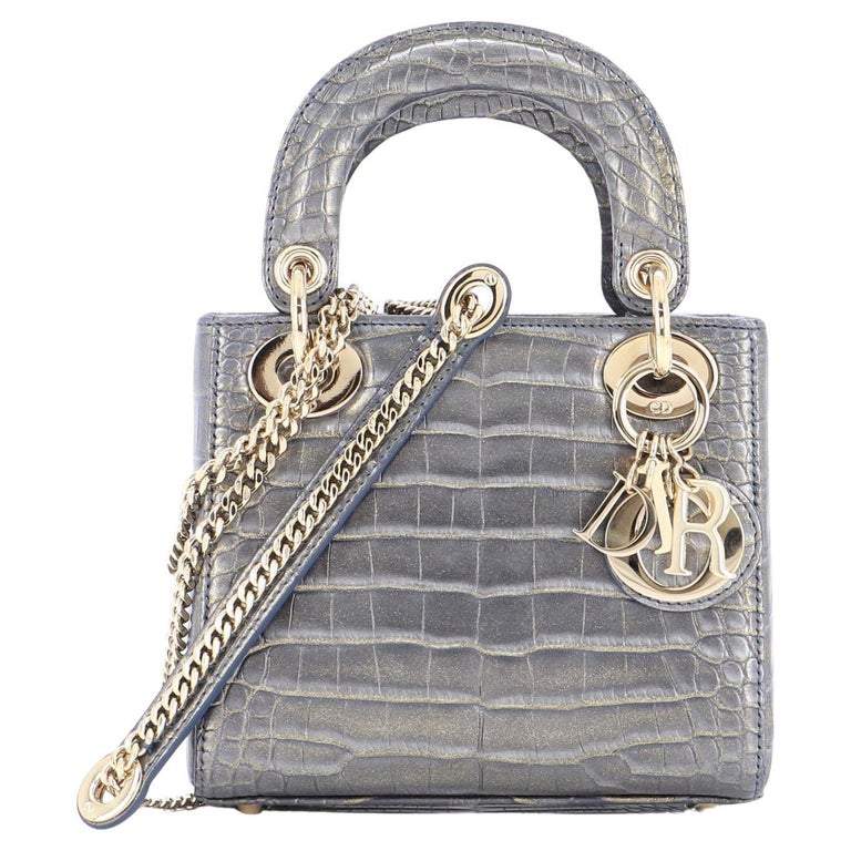 Christian Dior Lady Dior Chain Bag Metallic Alligator Mini For Sale at ...