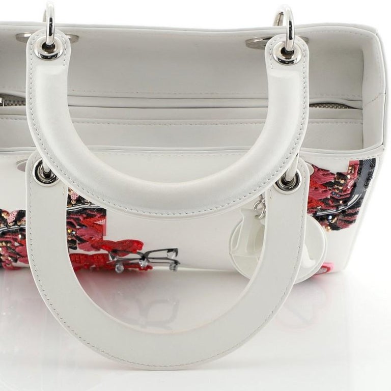 Christian Dior Lady Dior Handbag Patch Embellished Leather Medium at ...