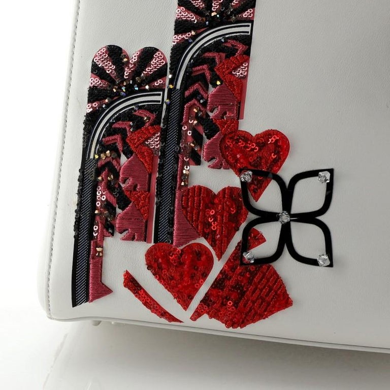 Christian Dior Lady Dior Handbag Patch Embellished Leather Medium at ...