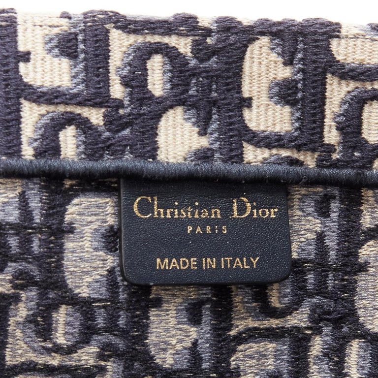CHRISTIAN DIOR Large Oblique Monogram blue canvas logo strap Book tote ...