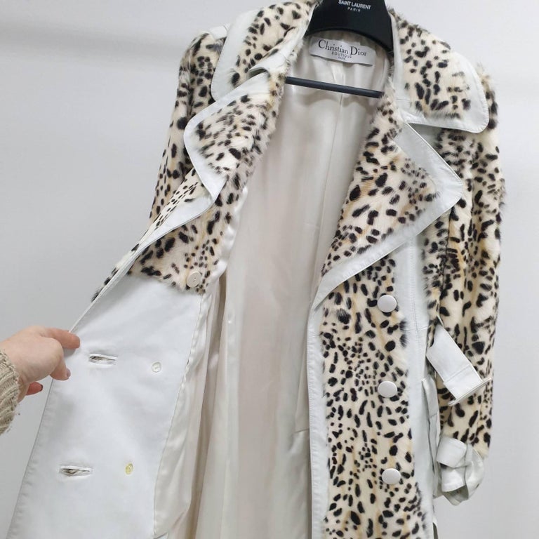 Christian Dior Leather and Goat Fur Coat For Sale at 1stDibs