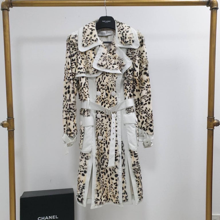 Christian Dior Leather and Goat Fur Coat For Sale at 1stDibs