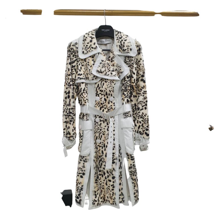 Christian Dior Leather and Goat Fur Coat For Sale at 1stDibs