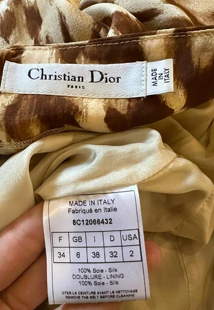 CHRISTIAN DIOR LEOPARD SILK MINI DRESS Sz It 40 For Sale at 1stDibs