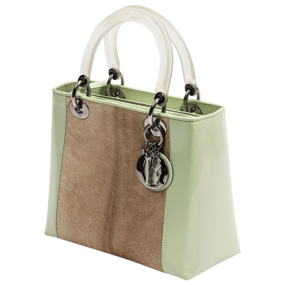 Christian Dior Limited Edition Mint Green Pony Hair Lady Dior MM For ...