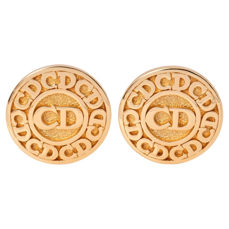 Christian Dior Logo Button Clip Earrings at 1stDibs