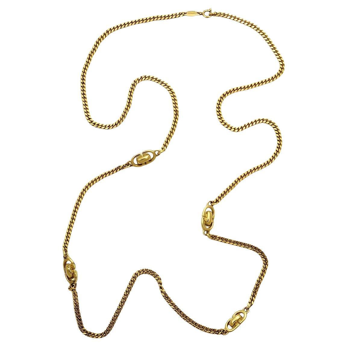 Vintage Christian Dior Chunky Curb Chain Necklace, 1980s For Sale at ...