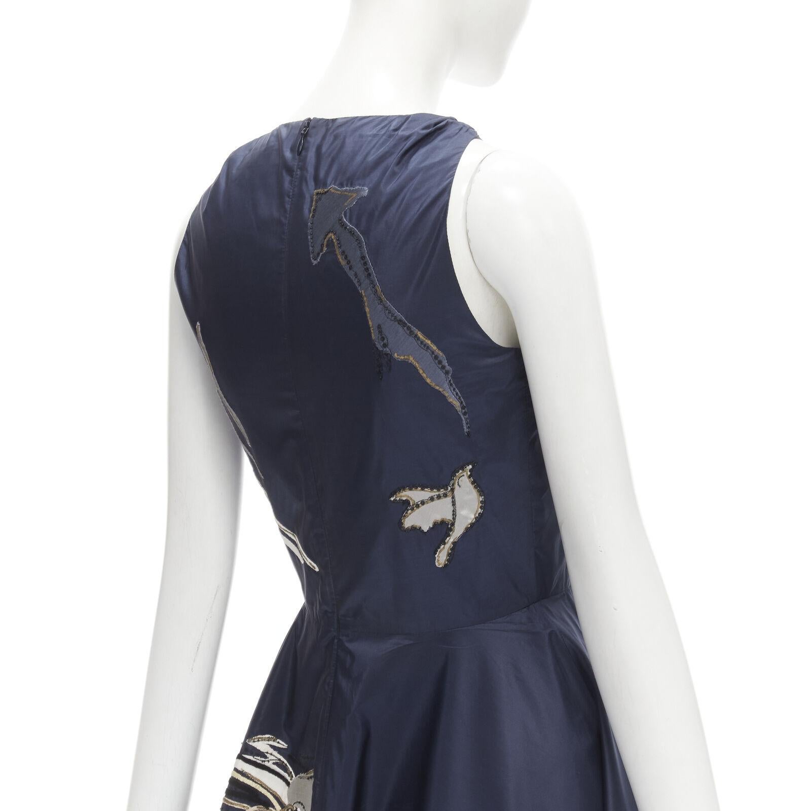 CHRISTIAN DIOR Look 33 100% silk face dove hand embroidered gown FR36 S ...