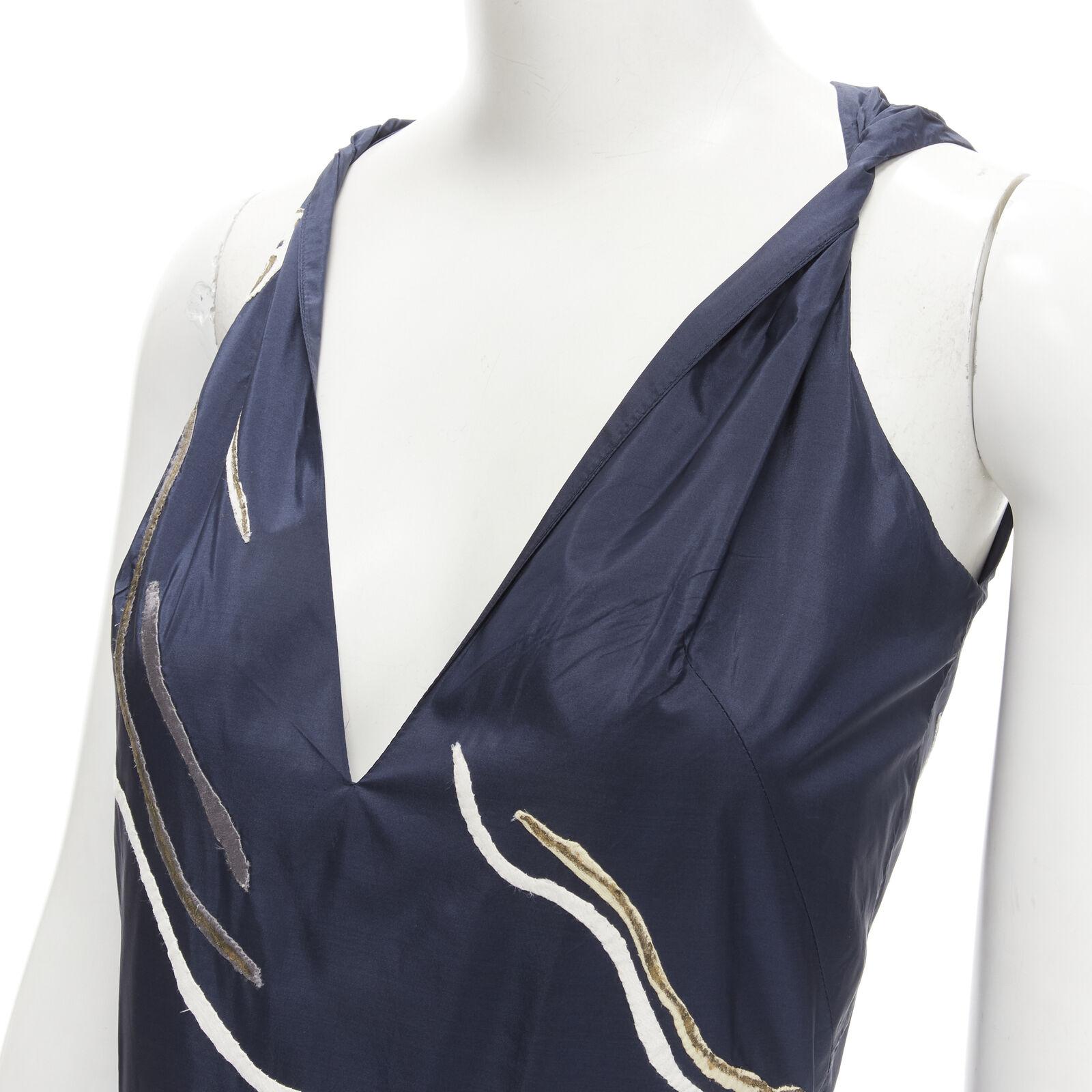 CHRISTIAN DIOR Look 33 100% silk face dove hand embroidered gown FR36 S ...