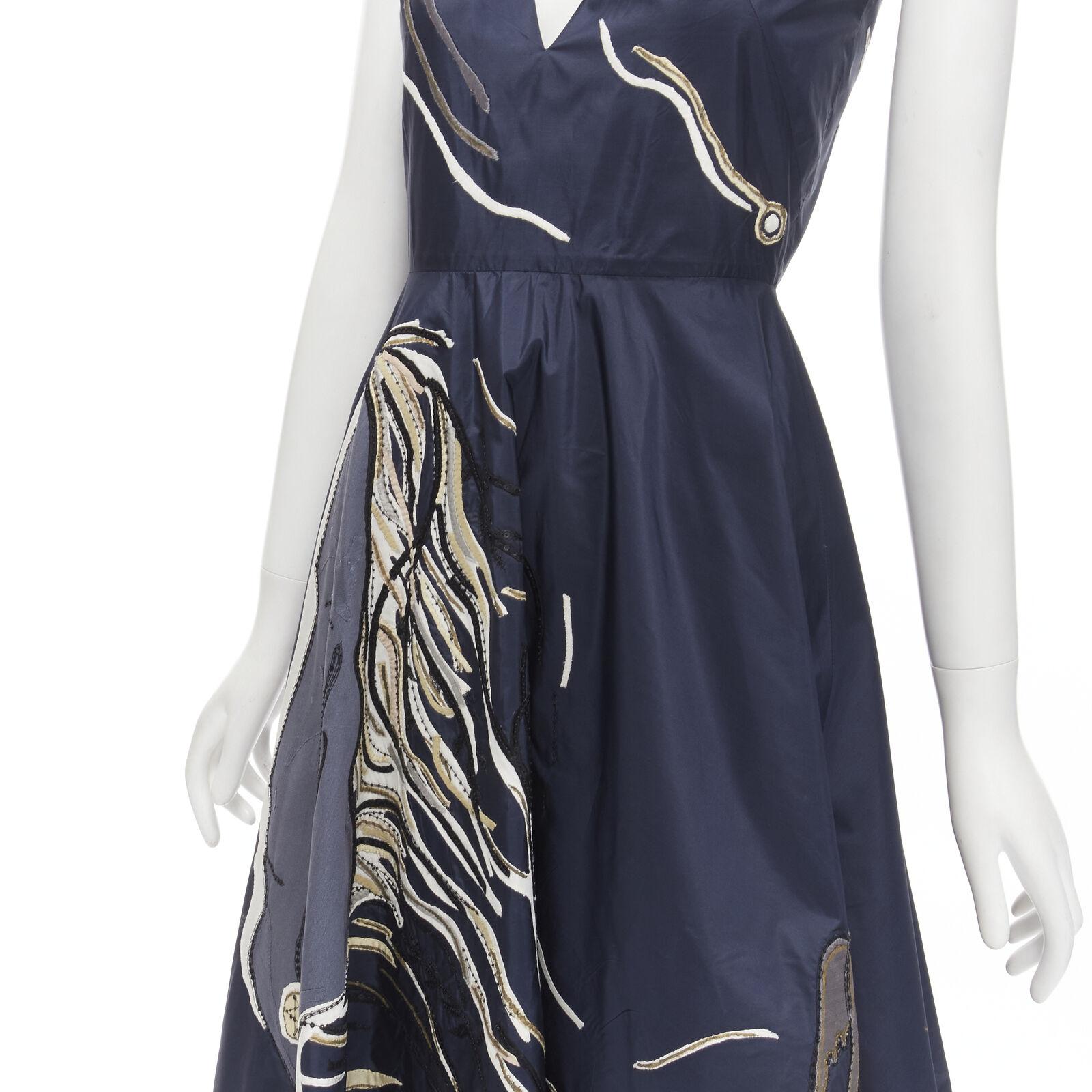 CHRISTIAN DIOR Look 33 100% silk face dove hand embroidered gown FR36 S ...