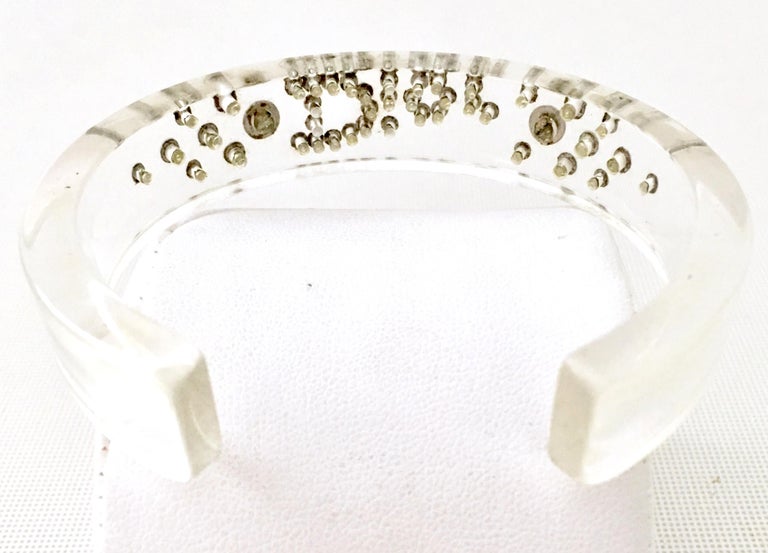 Christian Dior Lucite and Chrome Stud Logo Cuff Bracelet For Sale at ...