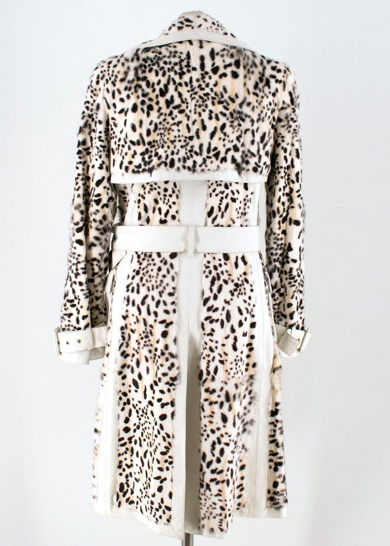 Christian Dior Lynx Print Leather and Goat Fur Coat UK 8 at 1stDibs