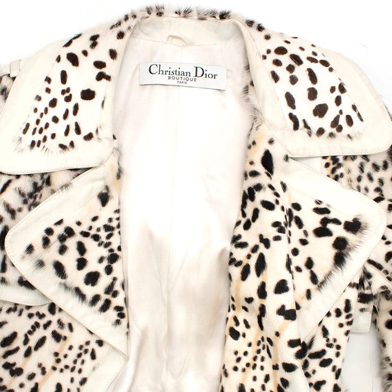 Christian Dior Lynx Print Leather and Goat Fur Coat UK 8 at 1stDibs