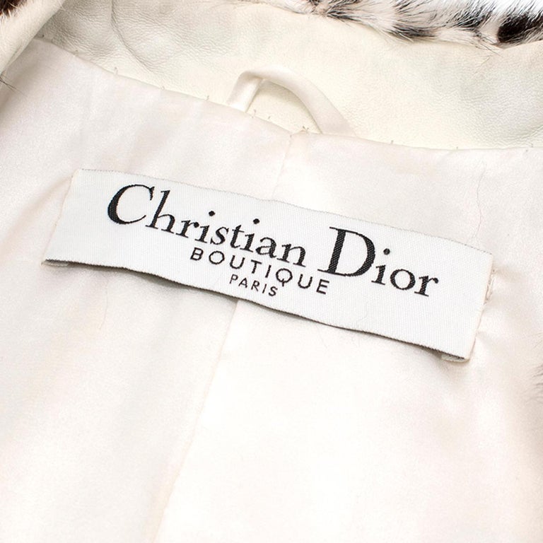 Christian Dior Lynx Print Leather and Goat Fur Coat UK 8 at 1stDibs