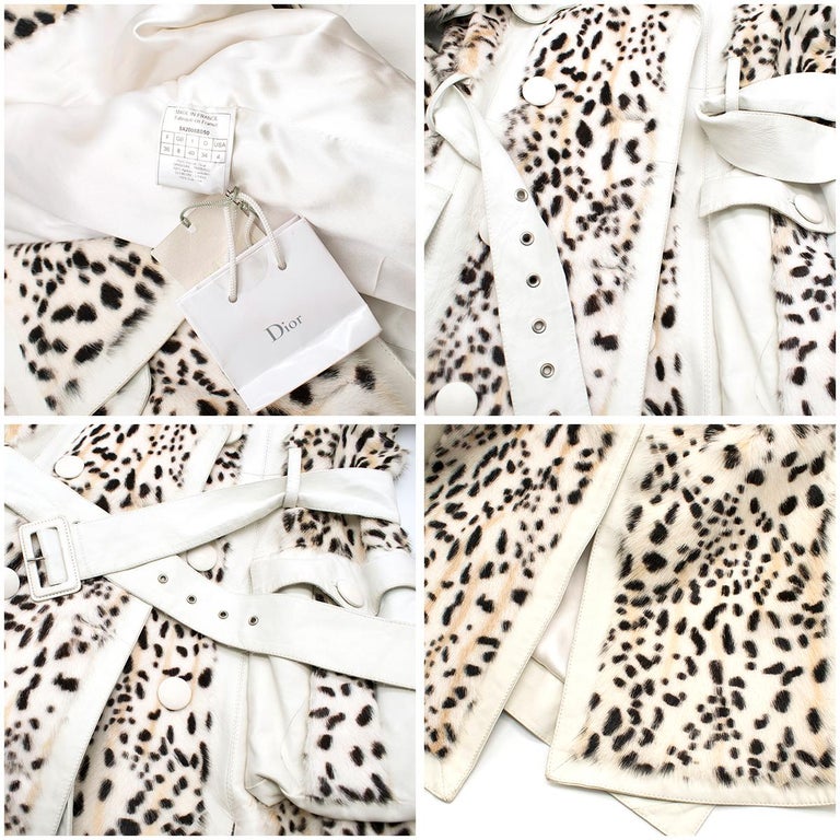 Christian Dior Lynx Print Leather and Goat Fur Coat UK 8 at 1stDibs