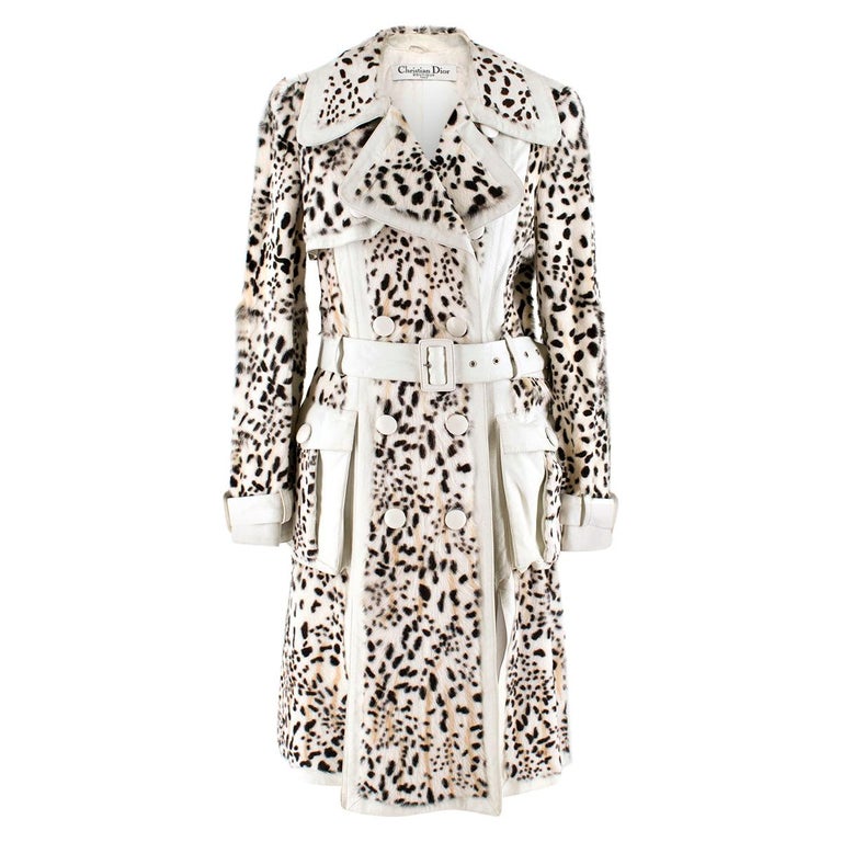 Christian Dior Lynx Print Leather and Goat Fur Coat UK 8 at 1stDibs