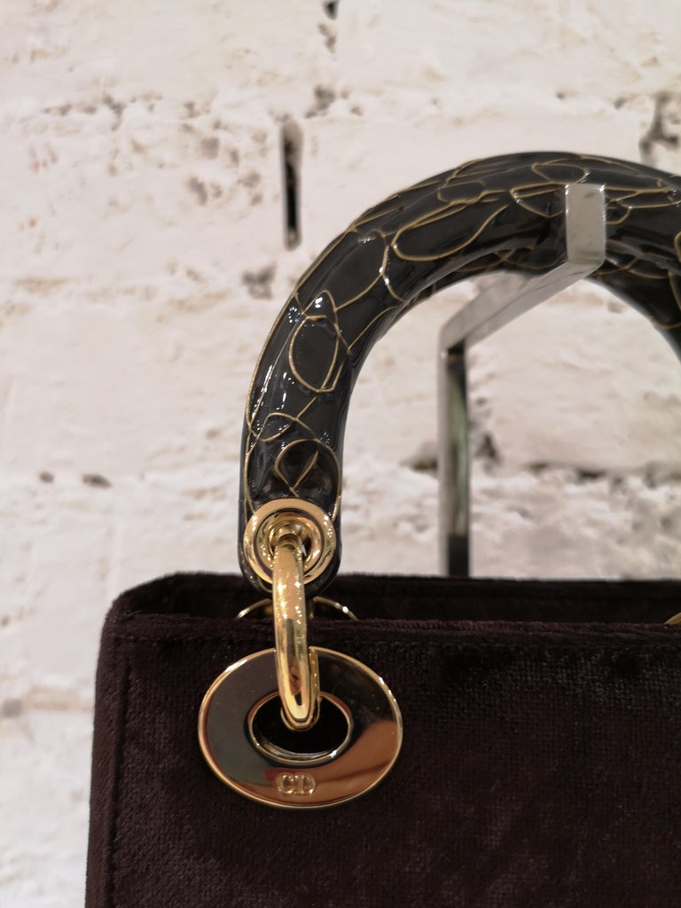 Christian Dior Mini Dior Brown Velvet Handle Bag at 1stDibs | christian ...