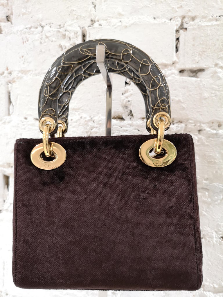 Christian Dior Mini Dior Brown Velvet Handle Bag at 1stDibs | christian ...