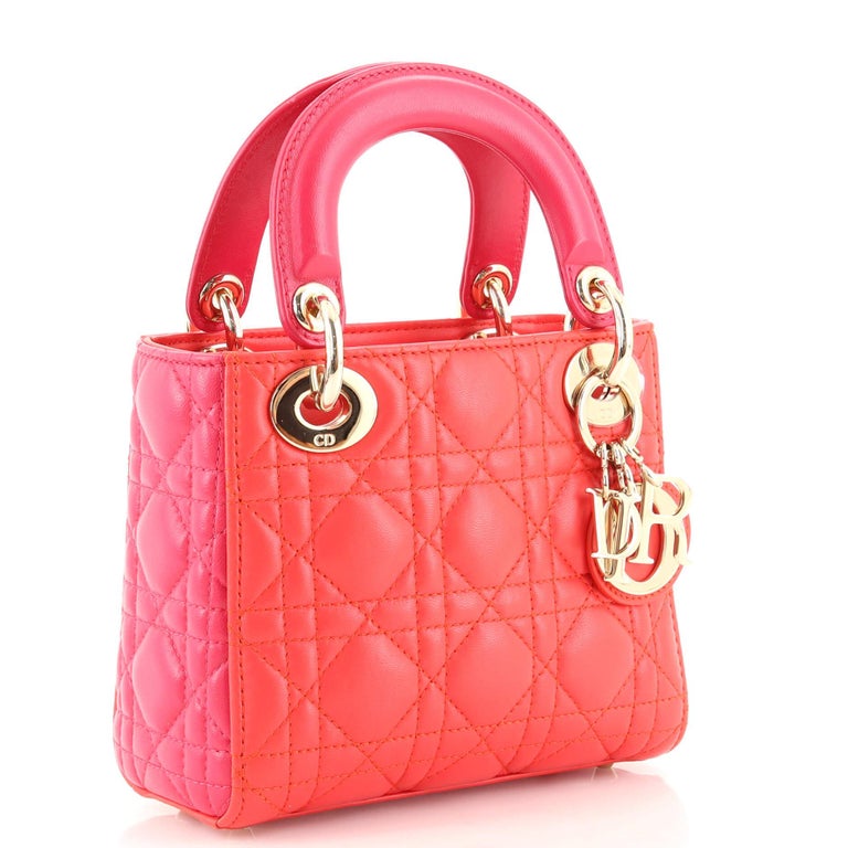 Christian Dior Model Bicolor Lady Dior Bag Cannage Quilt Lambskin Mini ...
