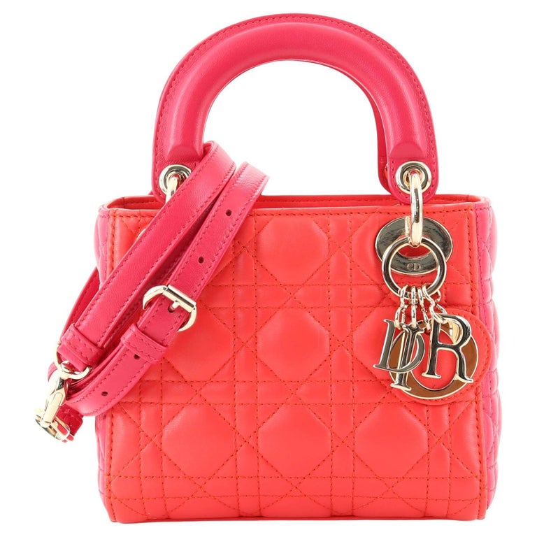Christian Dior Model Bicolor Lady Dior Bag Cannage Quilt Lambskin Mini ...