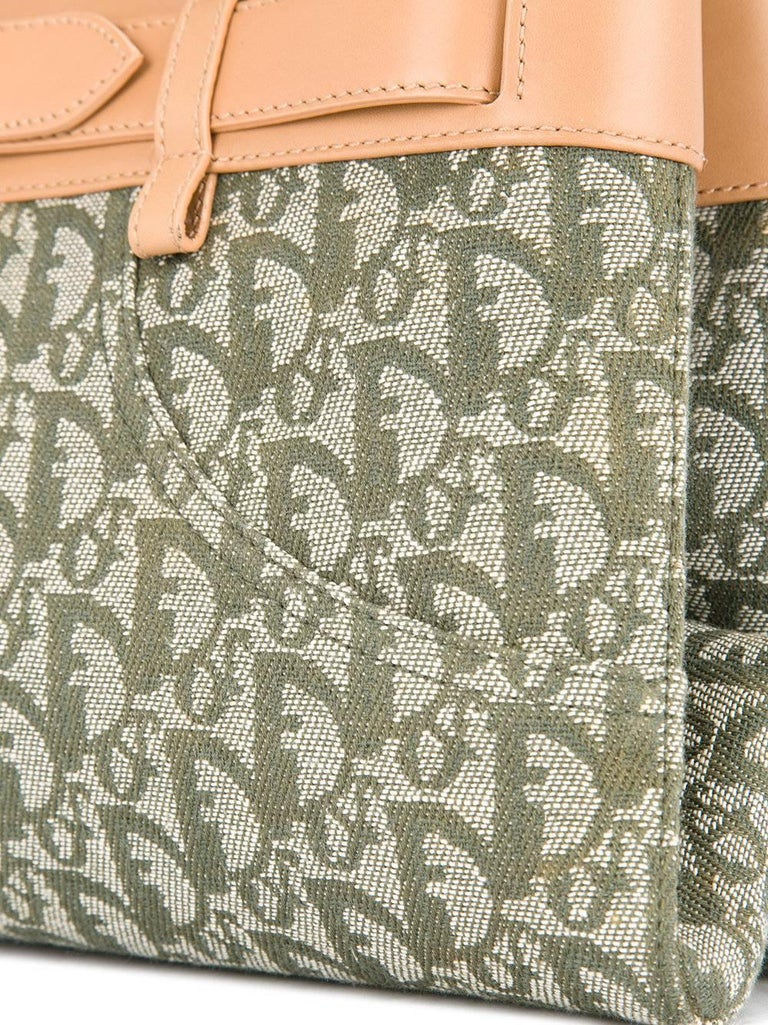 Christian Dior Monogram Logo Tan Leather Fabric Evening Top Handle ...