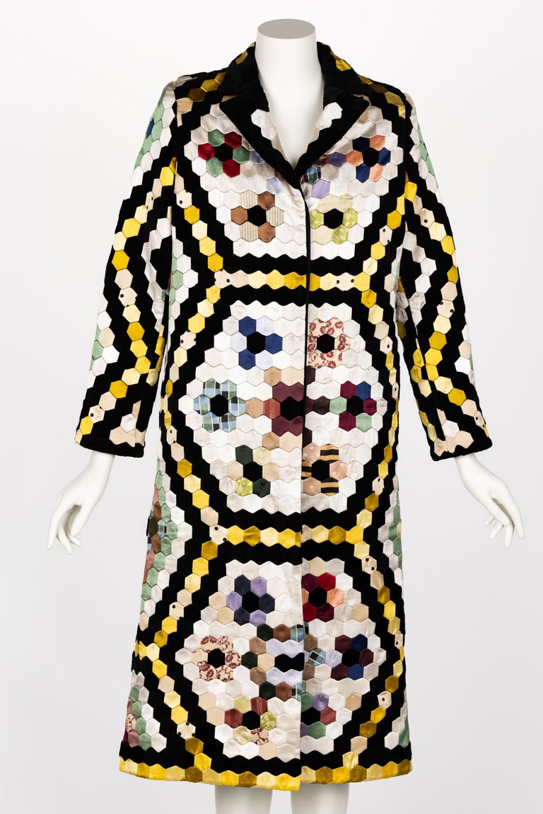 Christian Dior Multi Color Silk Velvet Patchwork Coat 2017 For Sale at ...