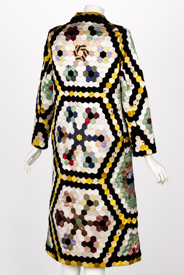 Christian Dior Multi Color Silk Velvet Patchwork Coat 2017 For Sale at ...