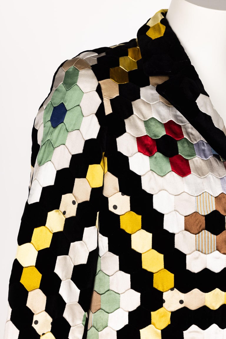 Christian Dior Multi Color Silk Velvet Patchwork Coat 2017 For Sale at ...