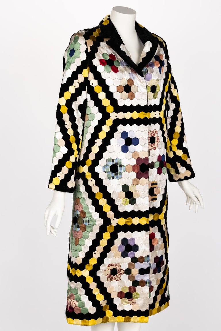 Christian Dior Multi Color Silk Velvet Patchwork Coat 2017 For Sale at ...