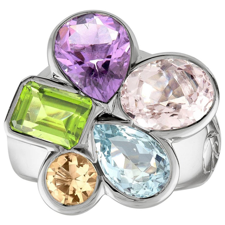 Christian Dior Multi Gem Cocktail Gold Ring For Sale at 1stDibs ...